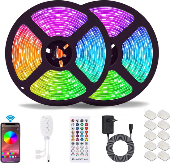 10M Bluetooth LED-strips - Waterdicht RGB 5050 - Smart Bluetooth ...