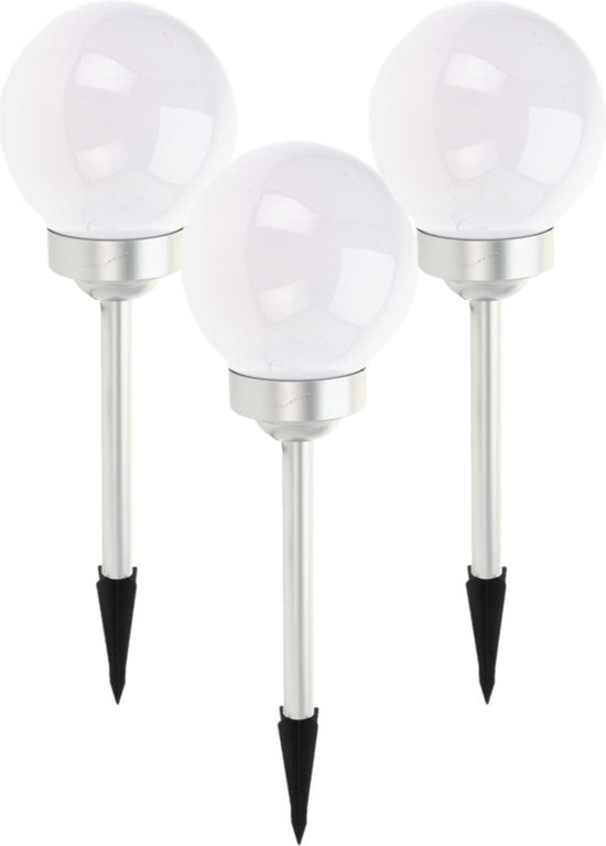Pro Garden Solar tuinlamp/prikspot bol - 3x - op zonne-energie - dia 15 ...