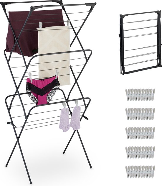 inklapbaar wasrek - 138 x 63 x 49 cm - incl. 50 wasknijpers - camping ...