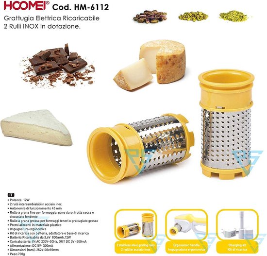 Elektrische rasp voor levensmiddelen - 12 W - rasp voor kaas, brood en ...