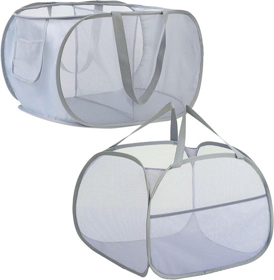 Opvouwbare Wasmand Badkamer - Pop-up Laundry Basket Set van 2 - 1 ...