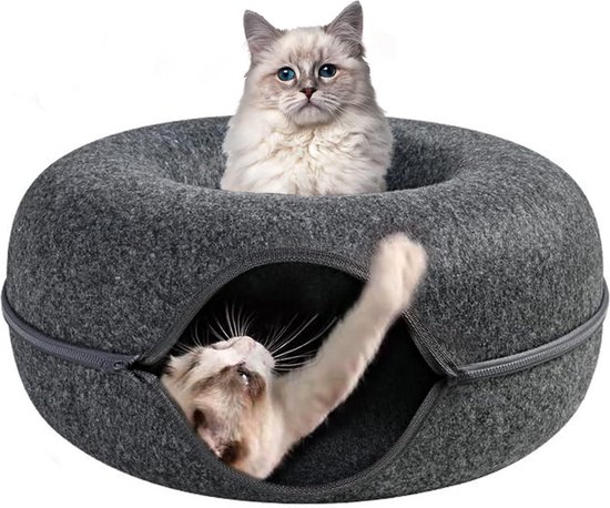 Rond afneembaar hondenbed voor katten grotten en huizen - 50 cm - vilt ...