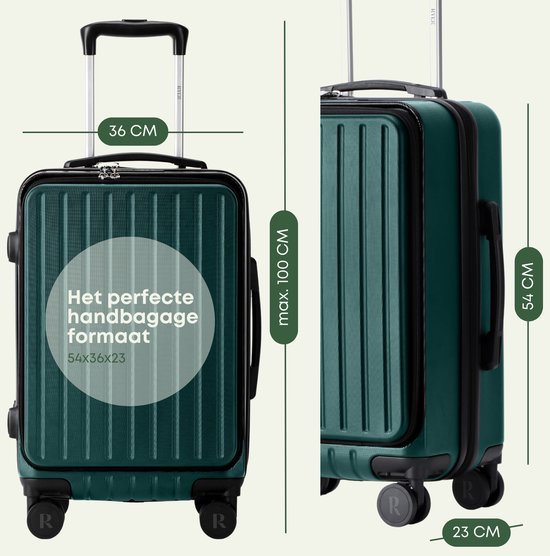 RYER Handbagage Koffer 36L - Dubbel TSA Slot - Extra sterke Rits met ...