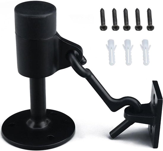 Deurstopper 90mm Roestvrijstalen met Haak en Geluidsdempend Rubber ...