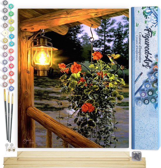 Figured'Art Schilderen op Nummer Volwassenen canvas Lantaarn onder de ...