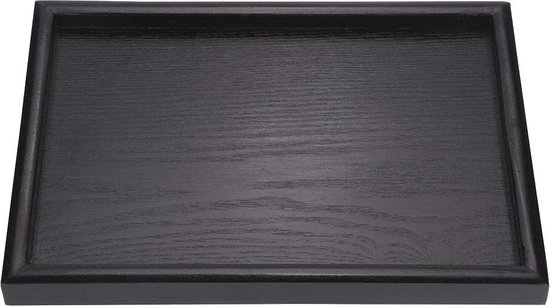 Rechthoekig zwart houten dienblad voor ontbijt en snacks - Antislip ...