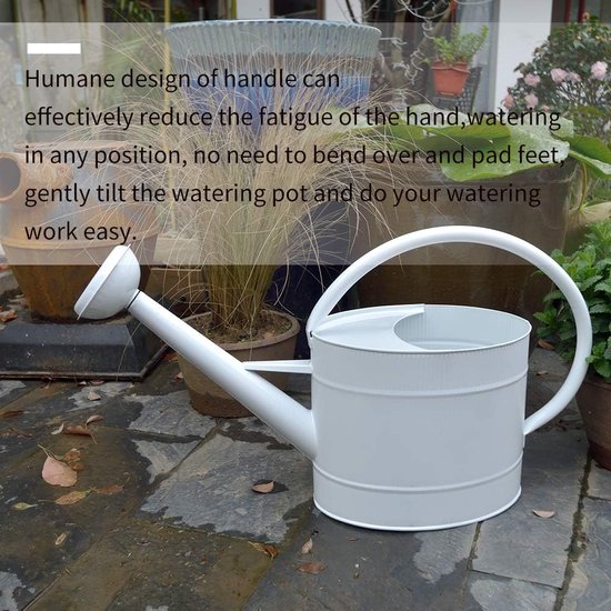 5 liter gegalvaniseerde stalen gieter, decoratieve witte gieter in ...