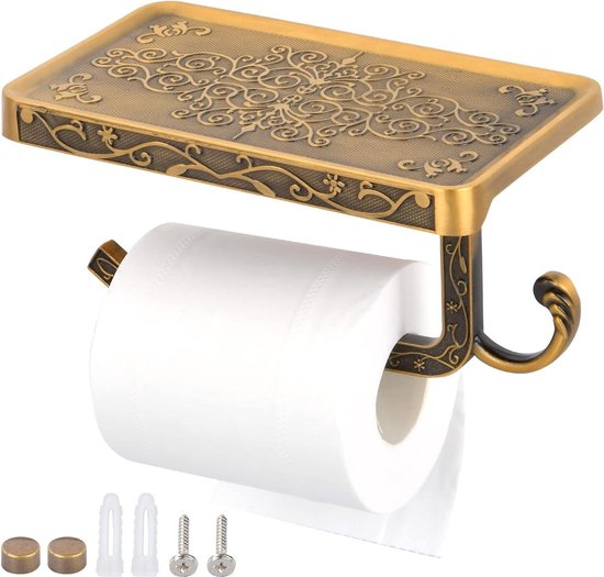 WC Rolhouder Toiletpapierhouder met Plank Antiek Vintage voor Badkamer ...