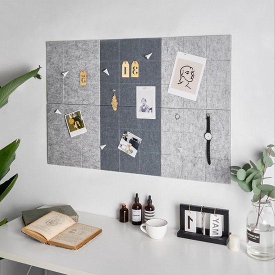 Vilten prikbord 30 x 30 cm - set van 6 - zelfklevende kurkplaat voor ...