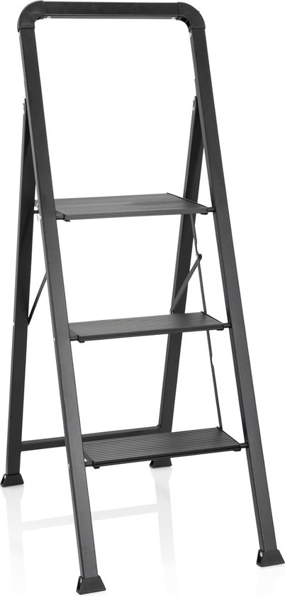 Riokem ® Opvouwbare ladder, 3 treden, aluminium trapladder, maximale ...