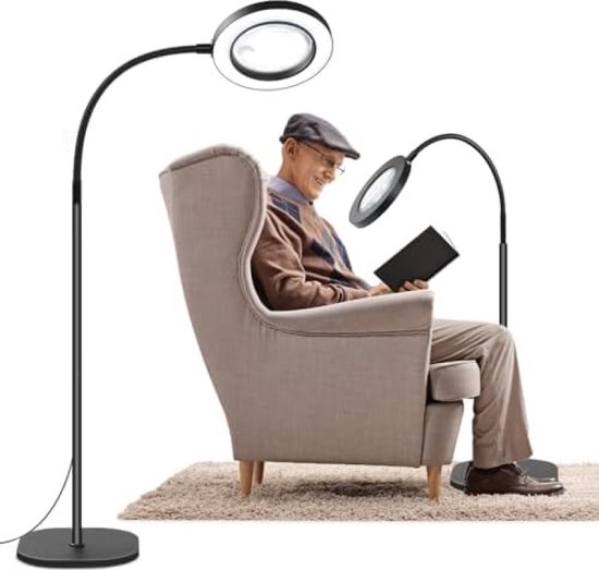 2-in-1 vergrootglas met licht en standaard, 5x en 10x vergrootlamp met ...