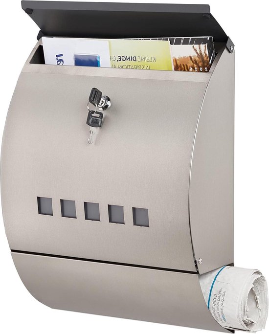 Stainless Steel Mailbox with Newspaper Roll Viewing Window - 40 x 30 x ...