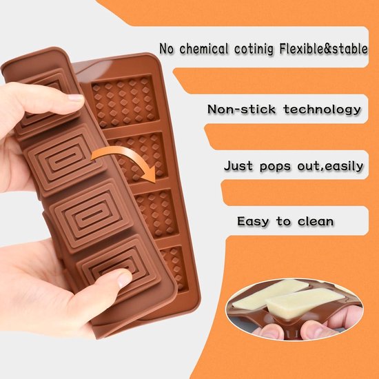 Chocolade vorm siliconen Geometrische Rechthoek Staaf Vorm Anti-aanbak ...
