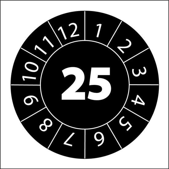 Blauw | 50x Keuringssticker met jaartal | 30 mm Rond | 5 sticker op een ...