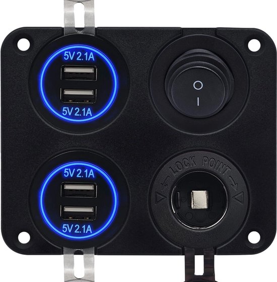 ProRide 12V USB Autolader 4 Poorten - 5V/2.1A - Schakelaar en 12V ...