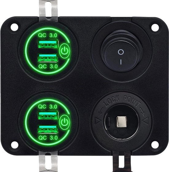 ProRide 12V USB Autolader 4 Poorten - QC3.0 - Schakelaar en 12V ...