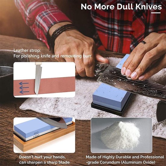 Professional Whetstone Sharpening Stone Set - 4 Sides 400 1000 3000 ...