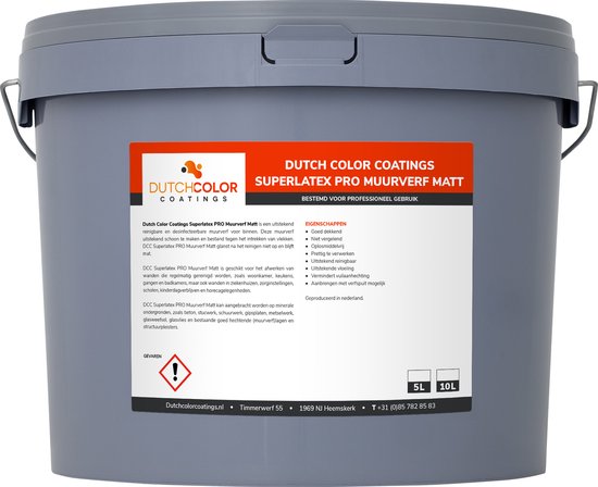 DCC Superlatex PRO Muurverf Matt - 10L - RAL 9005 Zwart | bol