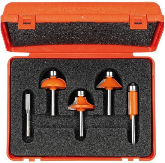 CMT - 5-delige frezenset in pvc kistje, HW - Frees - Snijgereedschappen ...