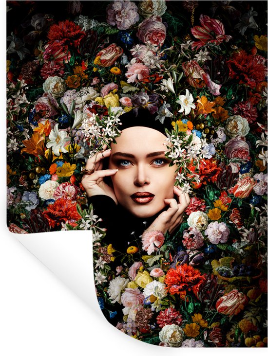 Muurstickers - Sticker Folie - Bloem - Vrouwen - Portret - Botanisch - 120x160 cm -... | bol