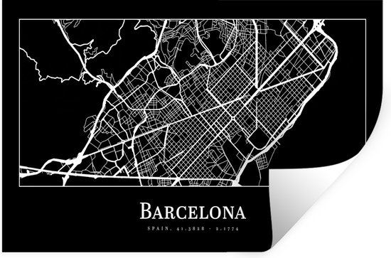 Muurstickers - Sticker Folie - Stadskaart - Barcelona - Plattegrond ...