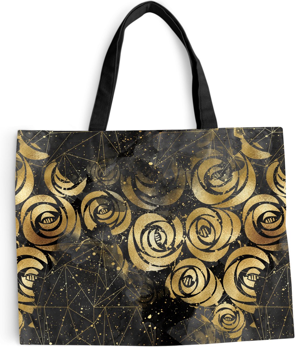 Schoudertas - Strandtas - Shopper Marmer - Goud - Roos - Patronen ...