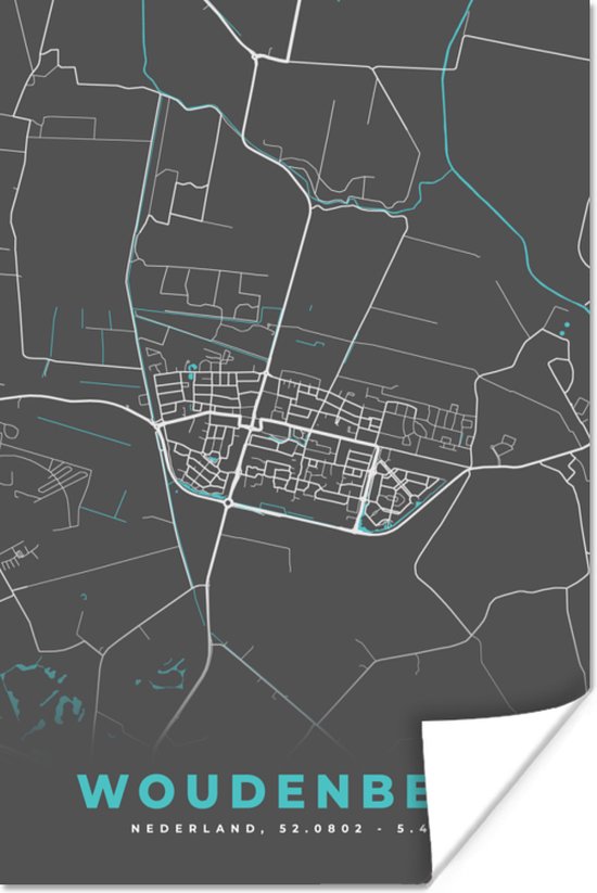 Poster Kaart - Plattegrond - Woudenberg - Stadskaart - 60x90 cm | bol