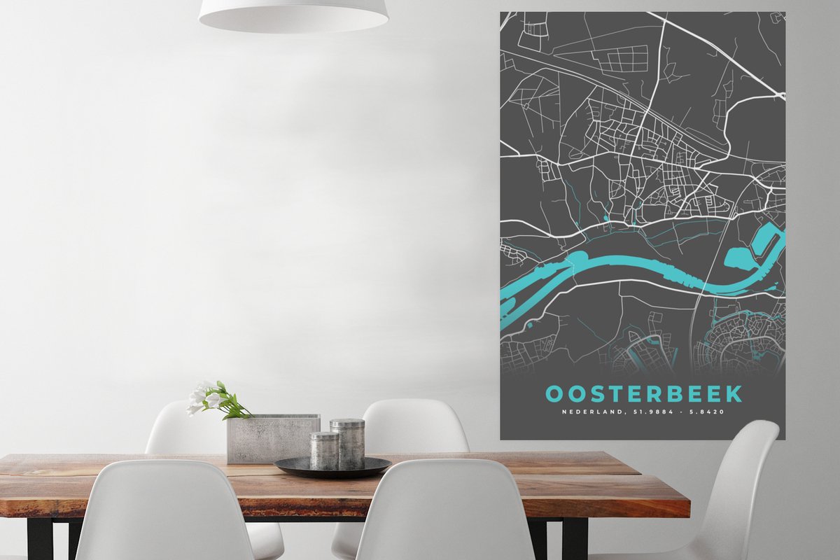 Poster Plattegrond - Oosterbeek - Kaart - Stadskaart - 80x120 cm | bol.com
