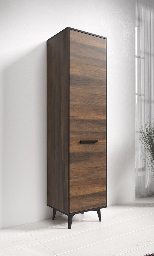 Meubella - Kast Frey - Donker eiken - Zwart - 47,5 cm | bol.com