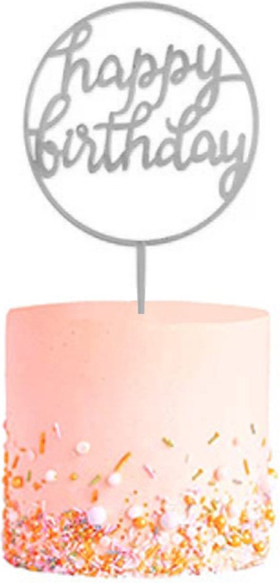 Cake Topper Happy Birthday Versiering Taarttopper Decoratie Zilver ...