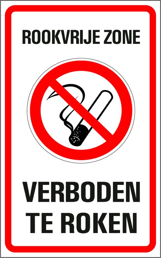 Rookvrije zone bord - kunststof 200 x 125 mm | bol