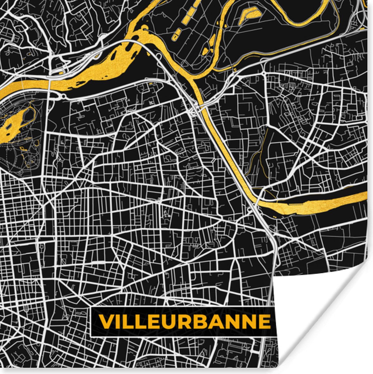 Affiche Villeurbanne - Plan de ville - Plan - Carte - France - 30x30 cm ...