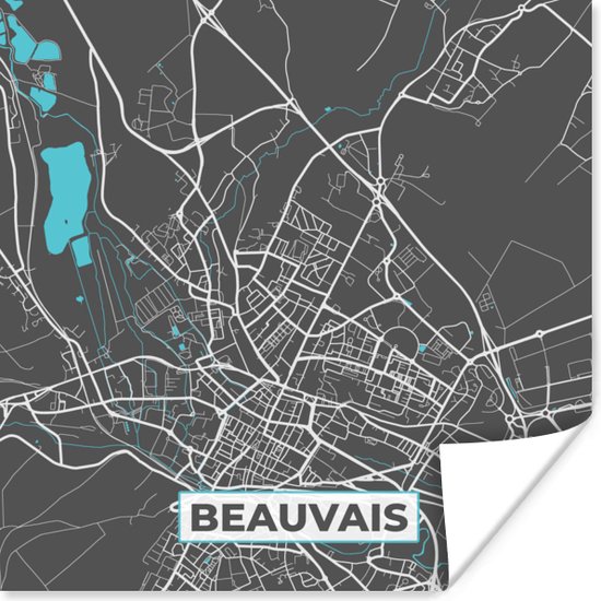 Poster Frankrijk – Beauvais – Stadskaart – Plattegrond – Kaart ...