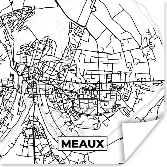 Affiche Plan de ville - France - Meaux - Carte - Plan - Zwart et blanc ...