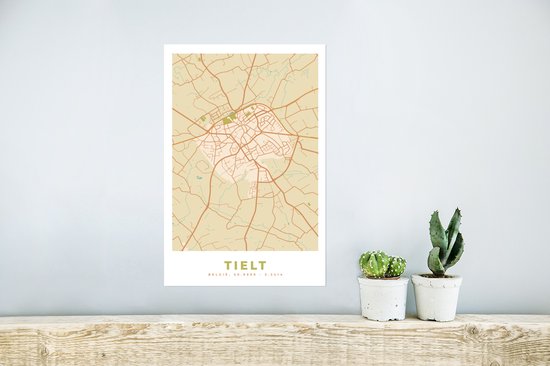 Poster Tielt - Kaart - Plattegrond - België - Stadskaart - 20x30 cm | bol