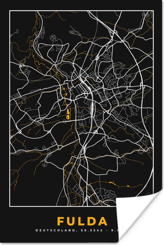 Affiche Fulda - Plan de la ville - Or - Carte - Plan de la ville ...
