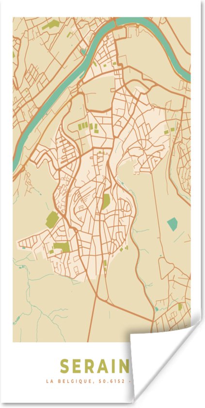 Poster Map - Plan de ville - België - Seraing - Carte - 60x120 cm | bol