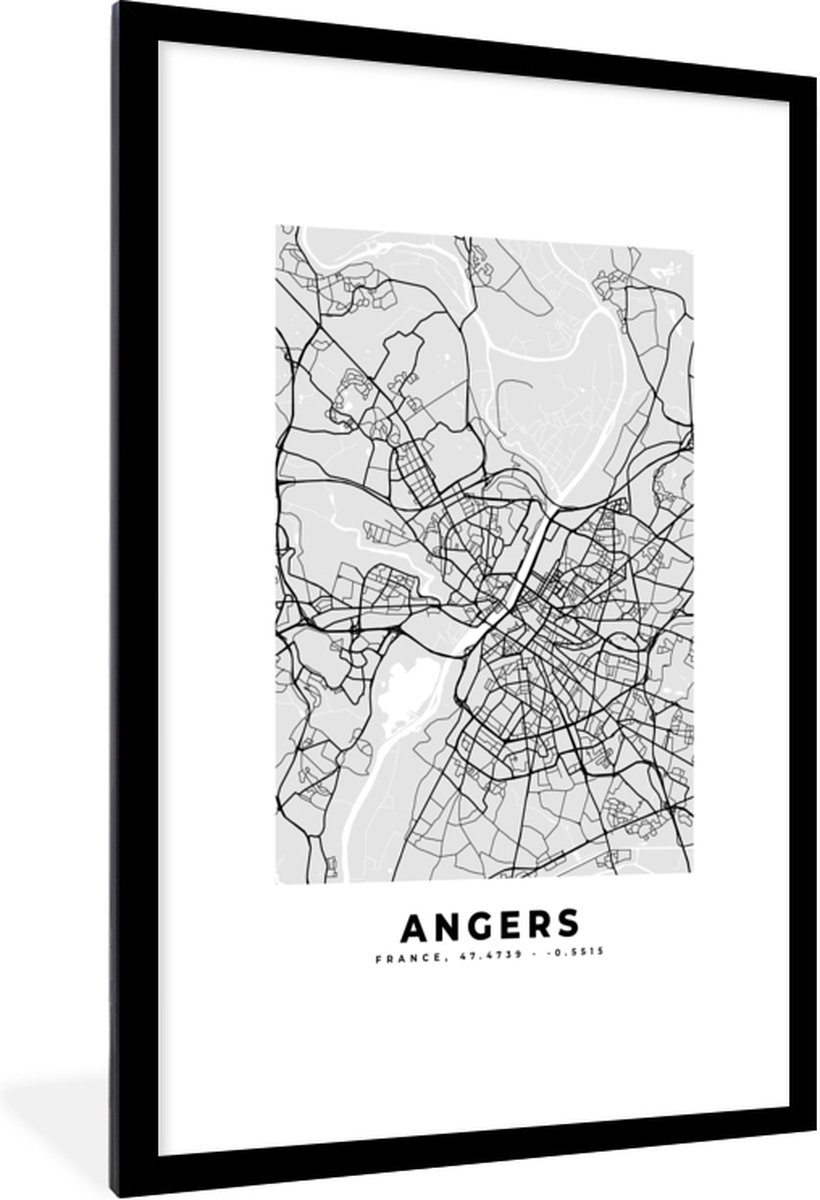 Cadre photo avec affiche - Angers - Carte - France - Carte - Plan de la ...