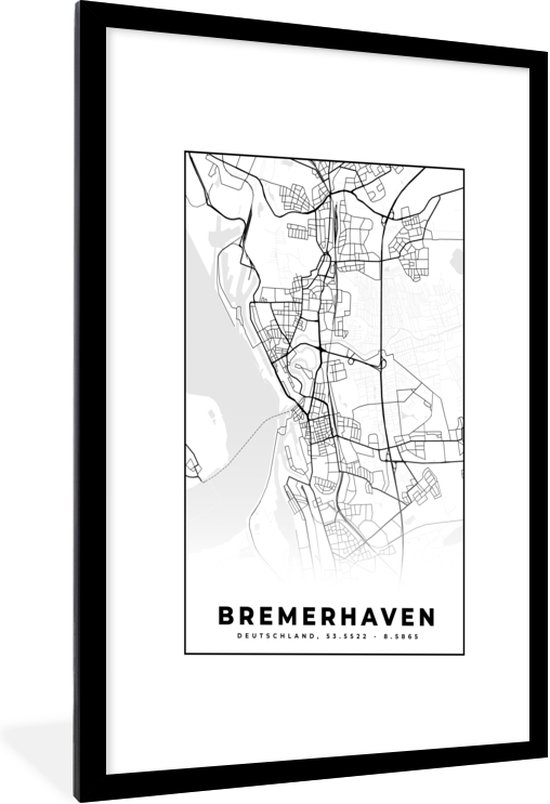 Fotolijst incl. Poster - Bremerhaven - Plattegrond - Kaart - Stadskaart ...