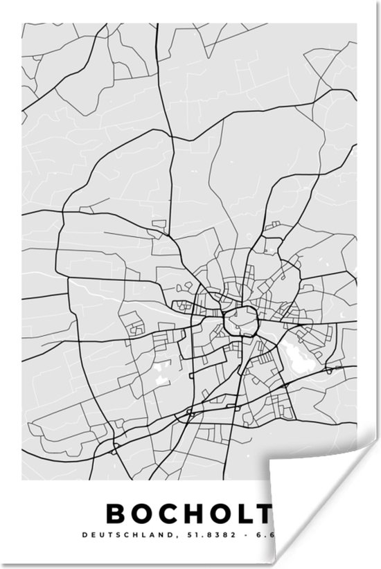 Poster Stadskaart - Plattegrond - Kaart - Bocholt - Duitsland - 80x120 ...