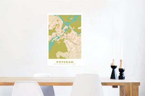 Poster Plattegrond - Potsdam - Kaart - Vintage - Stadskaart - 60x90 cm ...