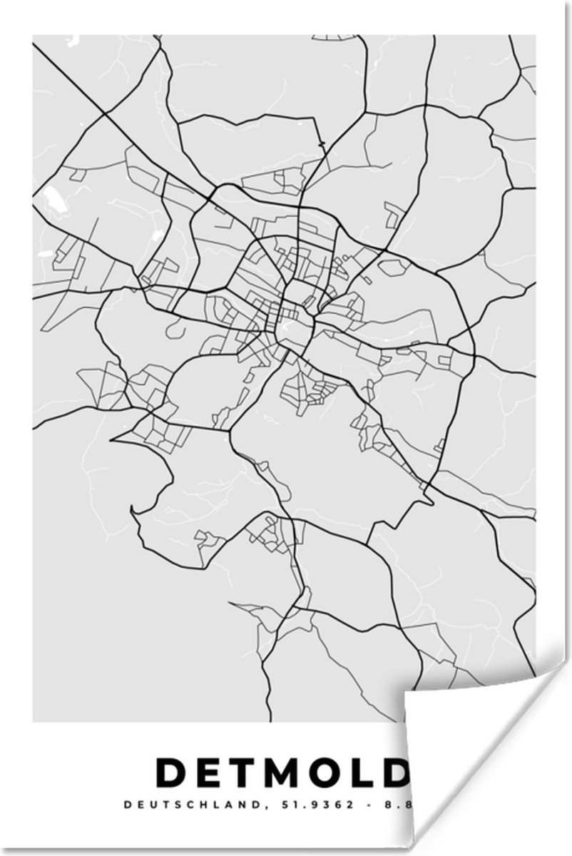 Poster Duitsland - Plattegrond - Detmold - Kaart - Stadskaart - 60x90 ...
