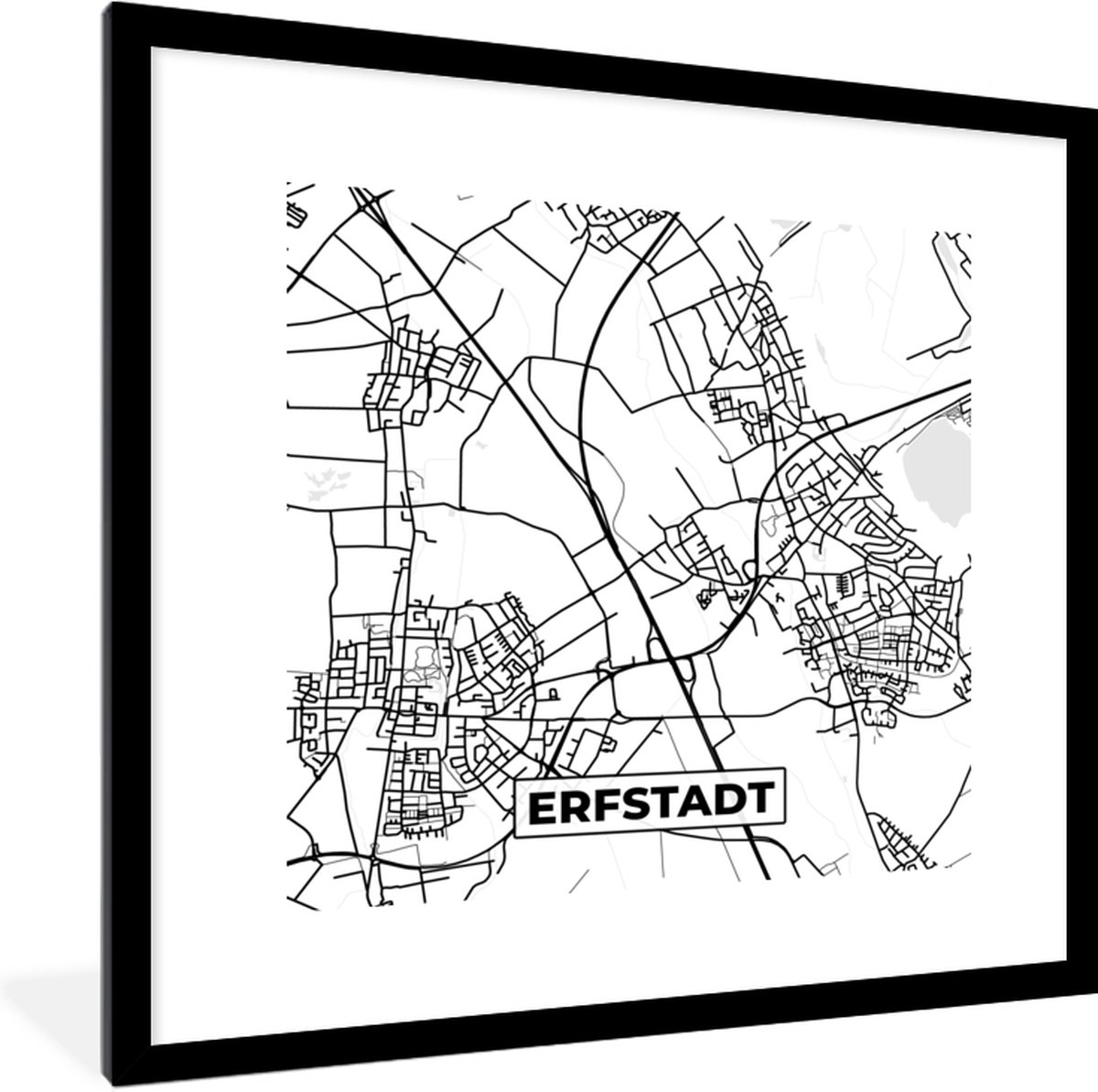 Fotolijst incl. Poster - Erfstadt - Plattegrond - Kaart - Stadskaart ...