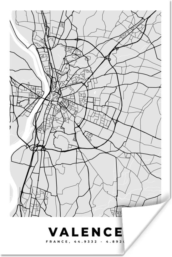 Affiche Valence - Carte - France - Carte - Plan de ville - 80x120 cm ...