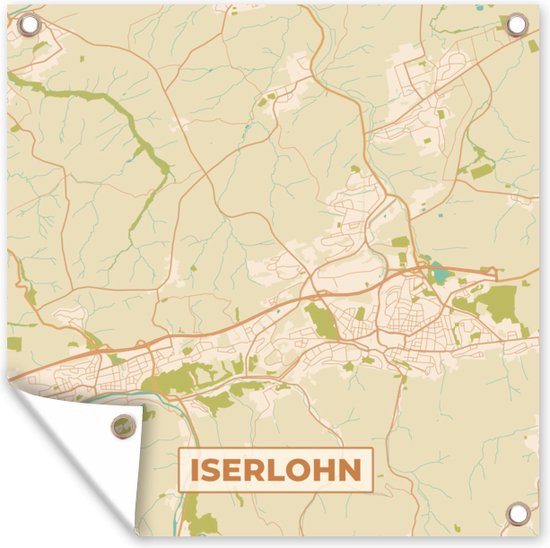 Tuinposters Iserlohn - Kaart - Plattegrond - Vintage - Stadskaart ...