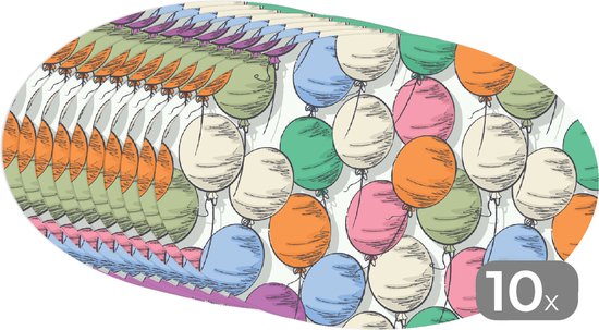 Placemats ovaal - Onderleggers - Ovale placemats - Ballonnen - Patroon ...