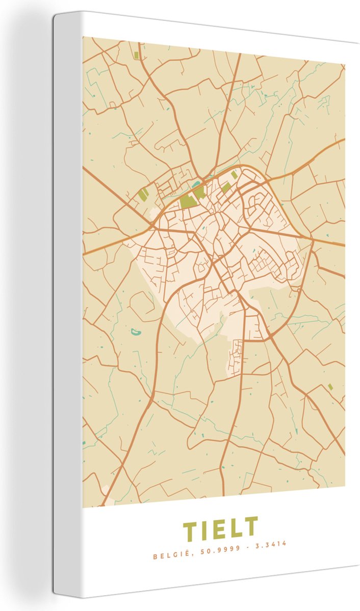 Toile Peinture Tielt - Carte - Carte - België - Plan de Ville - 120x180 ...