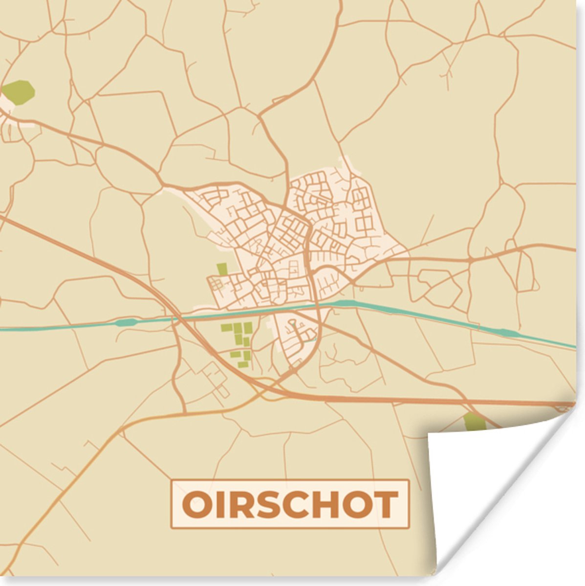 Poster Oirschot - Plattegrond - Kaart - Vintage - Stadskaart - 30x30 cm ...