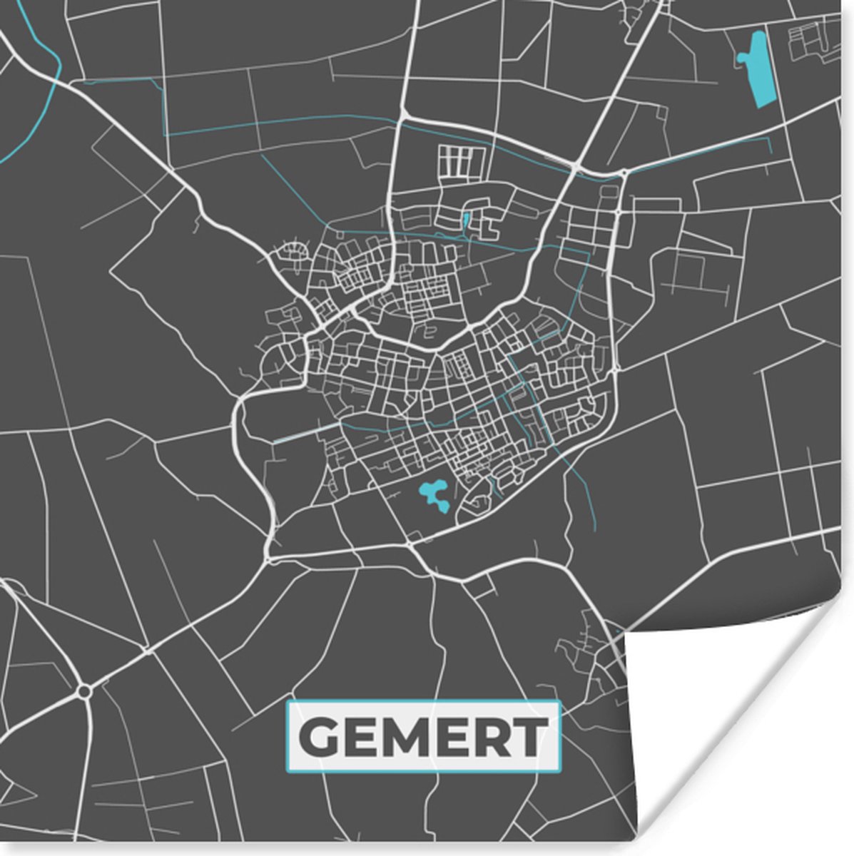 Poster Plattegrond - Gemert - Stadskaart - Kaart - 50x50 cm | bol.com