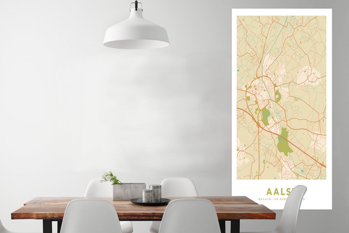 Poster Plattegrond - Vintage - Stadskaart - Aalst - Kaart - 75x150 cm ...